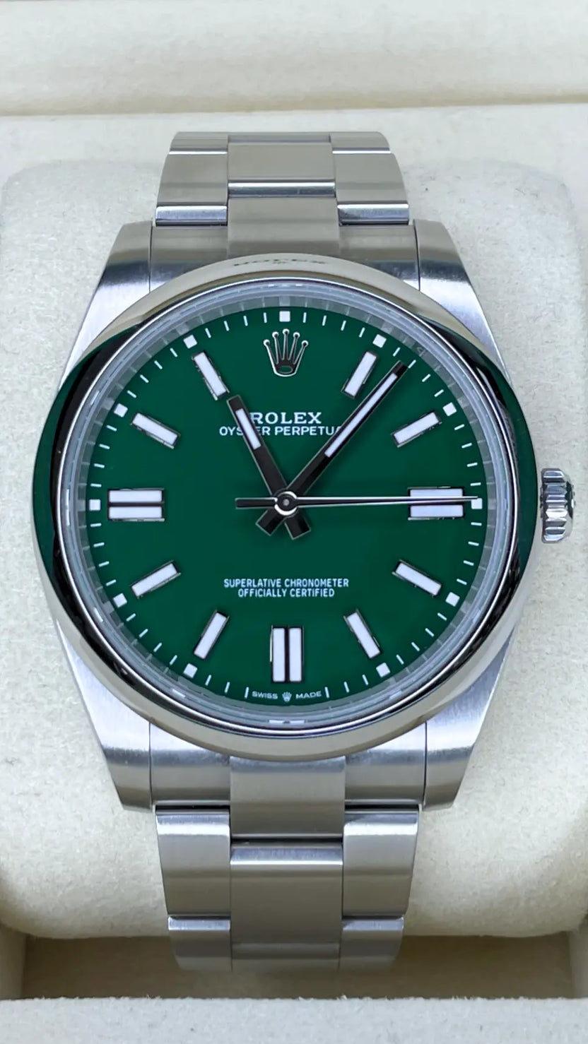 Rolex Oyster Perpetual "OP 41" Green Dial Mint 2025